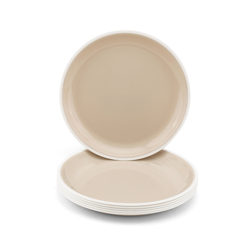 Microfresh Round Plastic 6 Pc Full Plate, Beige – Nayasa